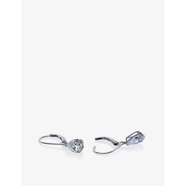 CARAT* LONDON Blythe Pear Cubic Zirconia Drop Earrings - Silver