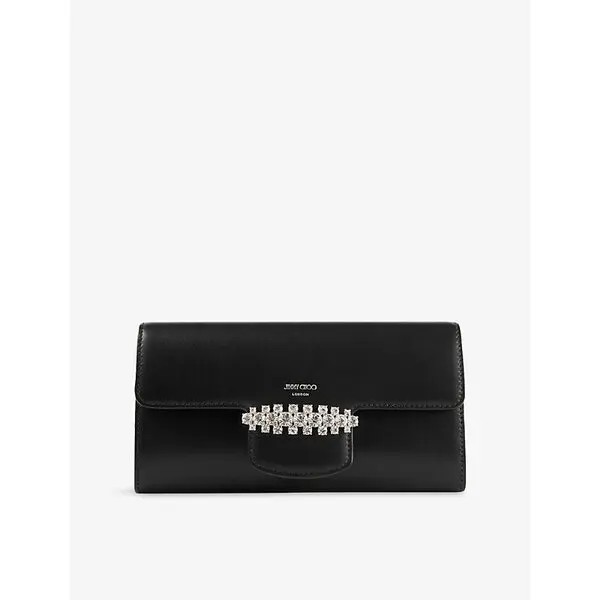 JIMMY CHOO Bing Leather Wallet-on-chain - Black/silver