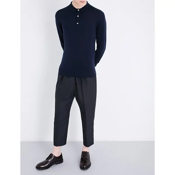 John Smedley Belper Knitted Polo Jumper - Midnight