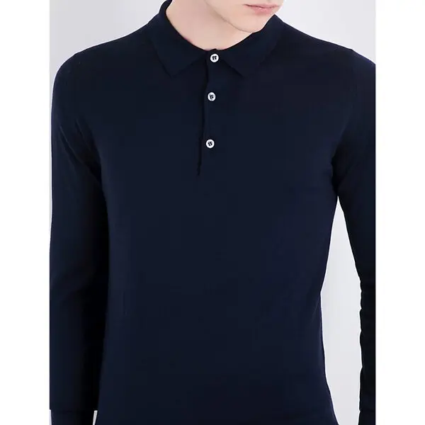 John Smedley Belper Knitted Polo Jumper - Midnight