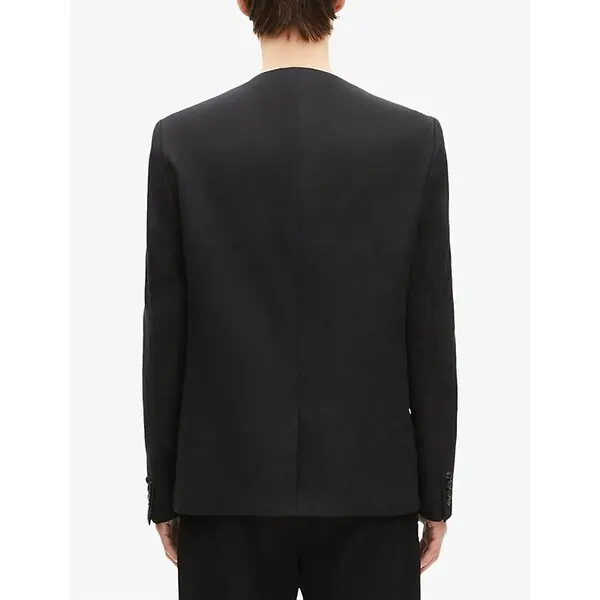 The Kooples Collarless Regular-fit Cotton And Linen-blend Jacket
