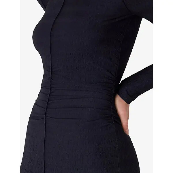 Whistles Ruched Long-sleeve Midi Dress