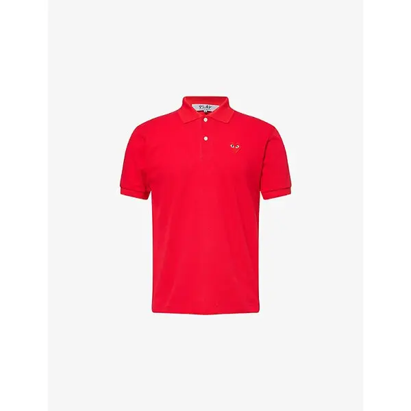 Play Comme Des Garcon Heart-appliqué Regular-fit Cotton Piqué Polo Shirt - Red