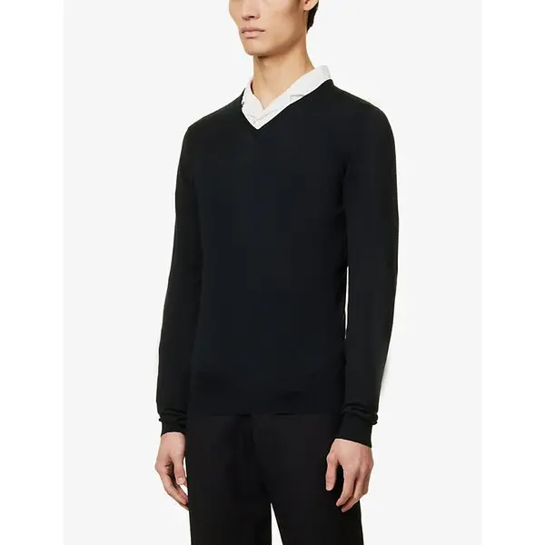 John Smedley Blenheim V-neck Wool Jumper - Black