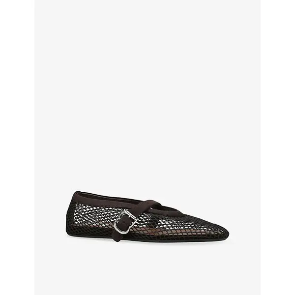 Alaïa Ballerina Mesh And Suede Ballet Flats - Dark Brown