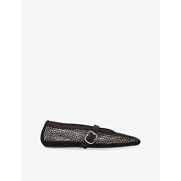 Alaïa Ballerina Mesh And Suede Ballet Flats - Dark Brown