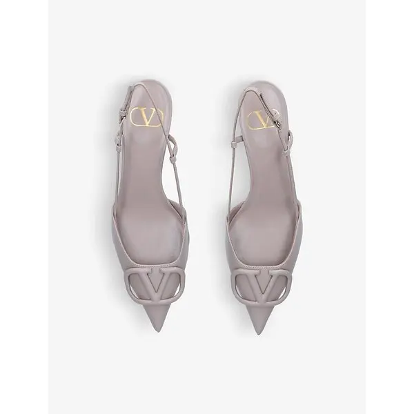 Valentino Garavani Vlogo Leather Slingback Courts - Blush