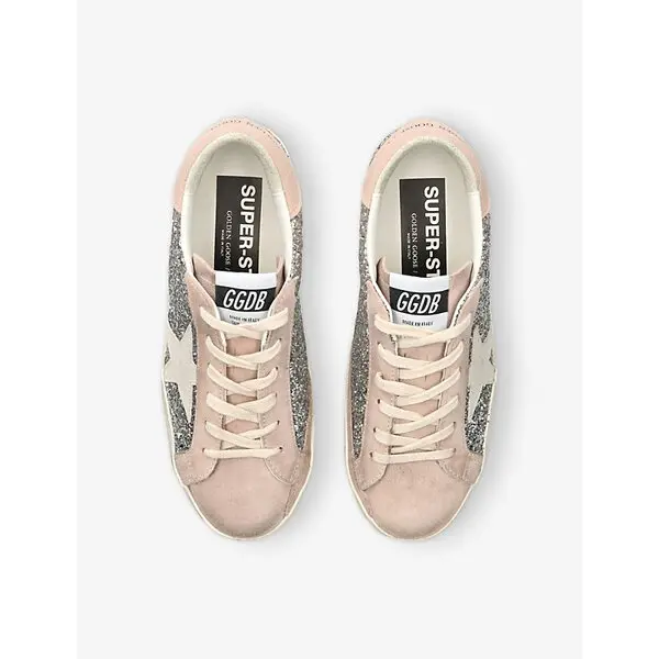 GOLDEN GOOSE Super Star Glitter-embellished Suede Low-top Trainers