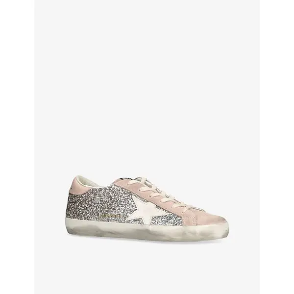 GOLDEN GOOSE Super Star Glitter-embellished Suede Low-top Trainers
