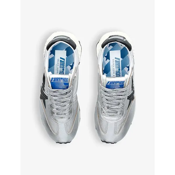 GOLDEN GOOSE Marathon Runner Leather And Mesh Low-top Trainers - Silver Com