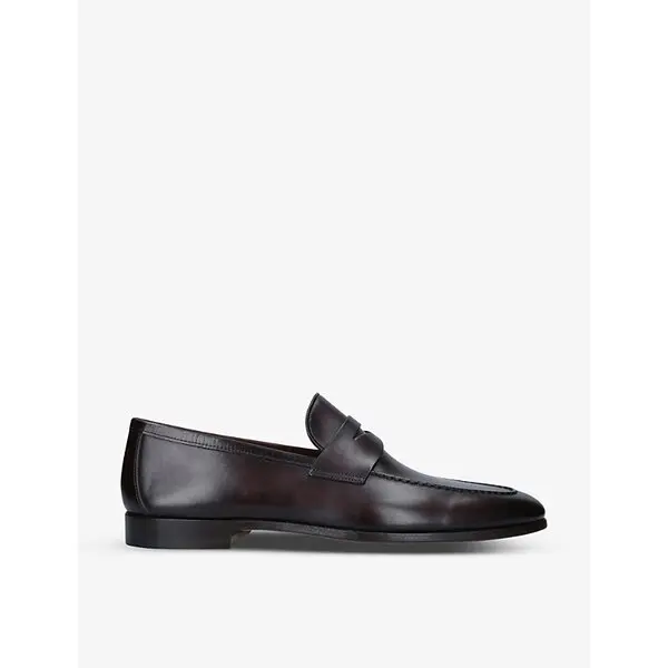 Magnanni Delos Almond-toe Suede Loafers - Mid Brown