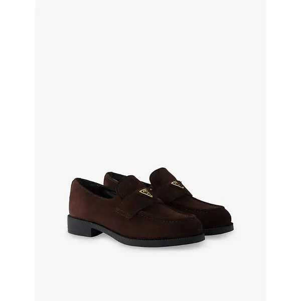 Prada Triangle Logo-plaque Suede Loafers