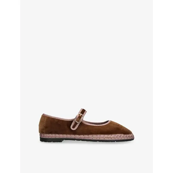 FLABELUS Balthasar Cotton-velvet Ballet Flats - Brown/oth