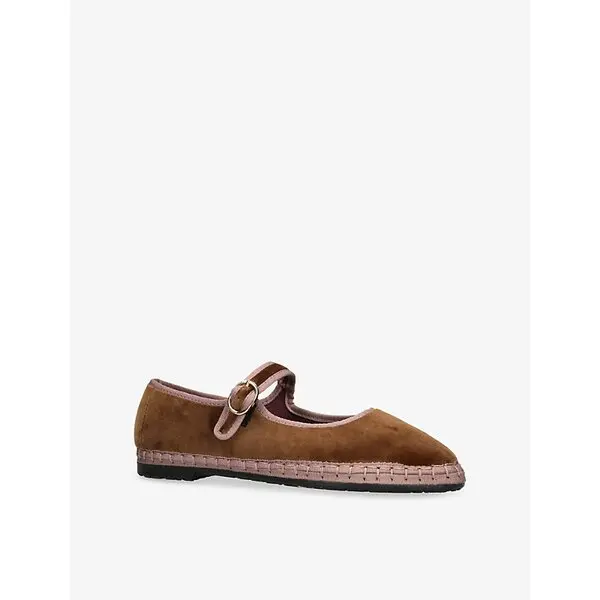 FLABELUS Balthasar Cotton-velvet Ballet Flats - Brown/oth