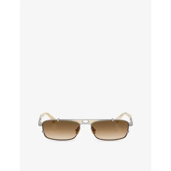 Brunello Cucinelli Rectangle Metal Sunglasses - Brown