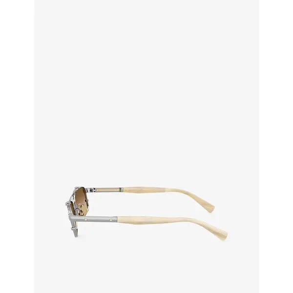 Brunello Cucinelli Rectangle Metal Sunglasses - Brown