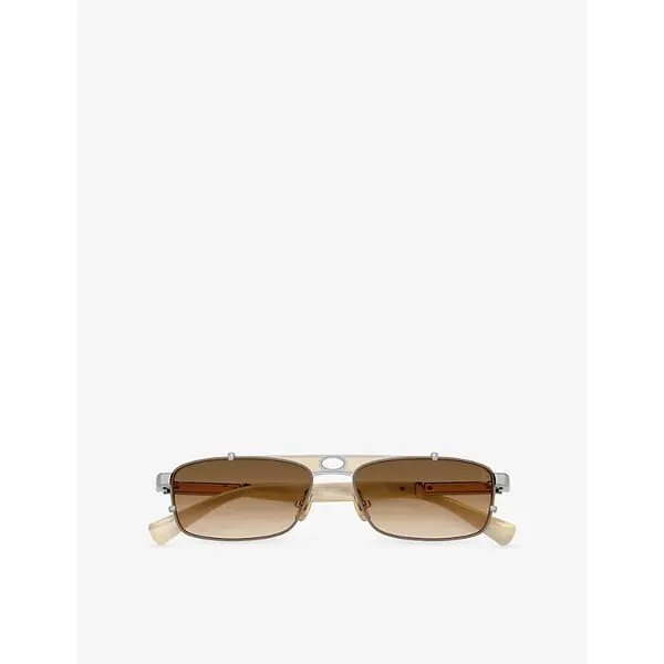 Brunello Cucinelli Rectangle Metal Sunglasses - Brown