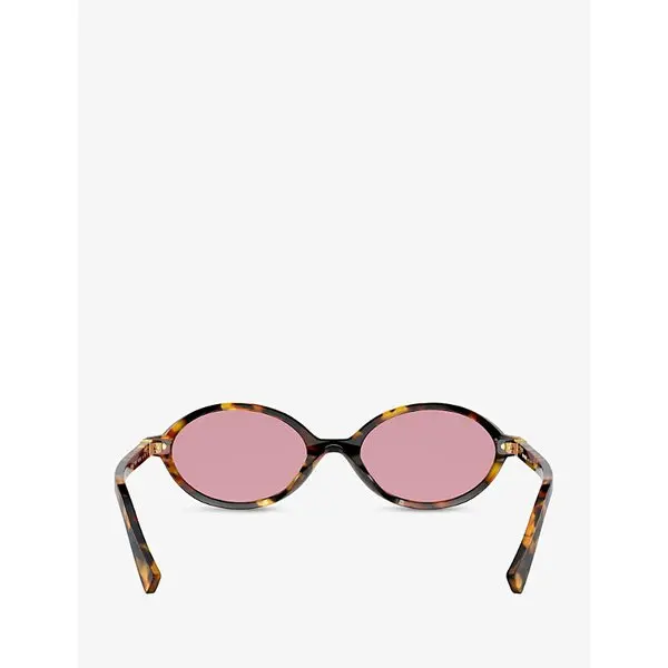 Miu Miu Mu 04zs Oval-frame Acetate Sunglasses - Brown