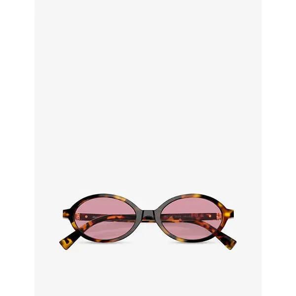 Miu Miu Mu 04zs Oval-frame Acetate Sunglasses - Brown