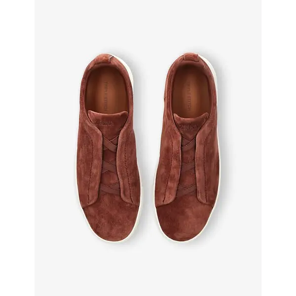 Zegna Triple-stitch Suede Low-top Trainers - Brown/oth