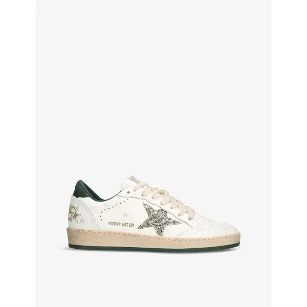 GOLDEN GOOSE Ballstar Glitter-embellished Leather Low-top Trainers