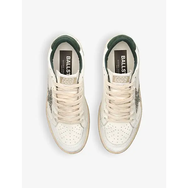 GOLDEN GOOSE Ballstar Glitter-embellished Leather Low-top Trainers