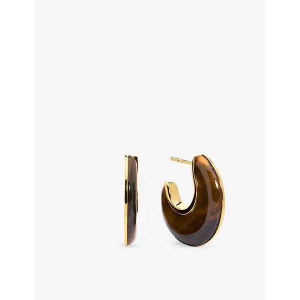 Monica Vinader X Kate Young Tiger's Eye Hoop Earrings - Brown