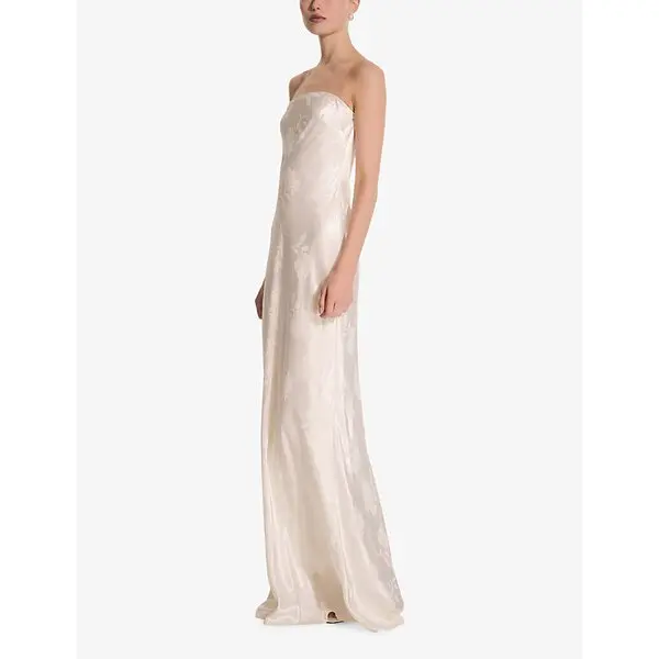 OMNES Sicily Floral-print Satin Maxi Dress