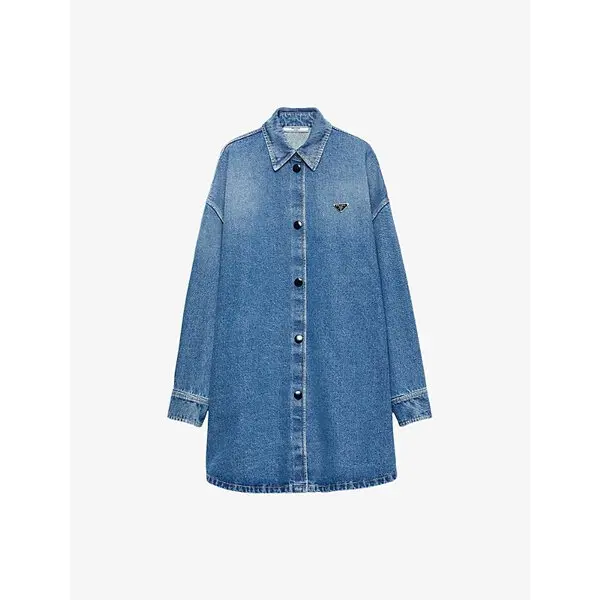Prada Triangle-logo Long Denim Shirt