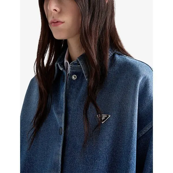 Prada Triangle-logo Long Denim Shirt