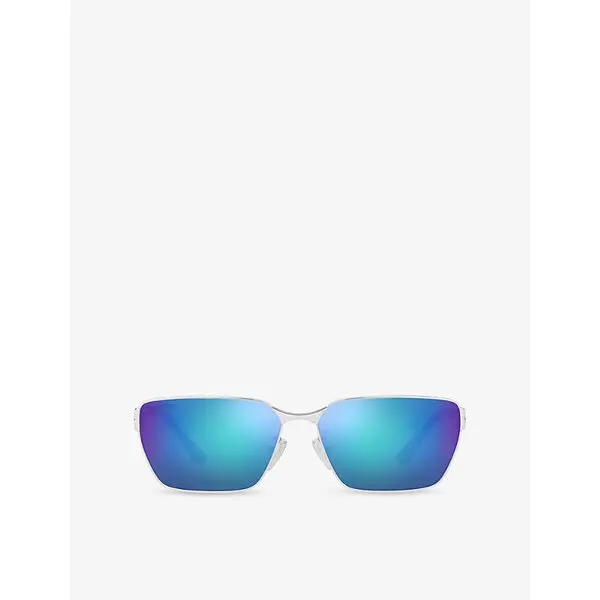Balenciaga Rectangle-frame Metal Sunglasses - Silver