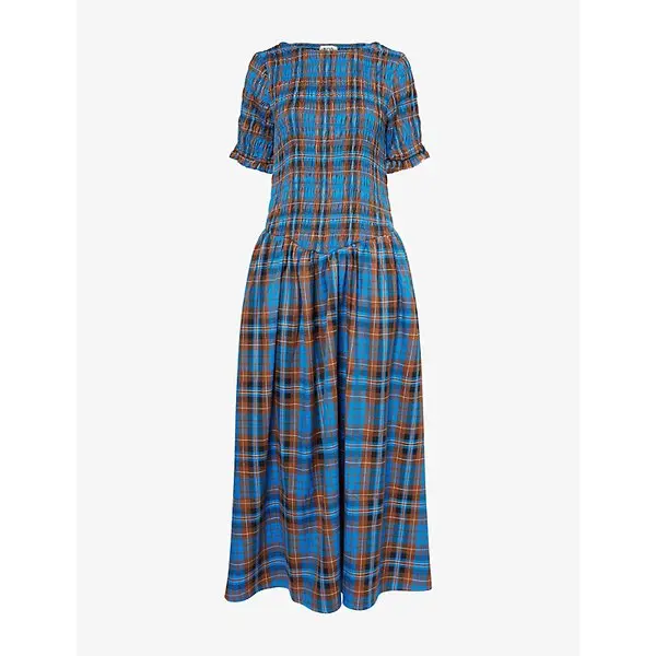 AMY LYNN Check-print Woven Maxi Dress - Blue