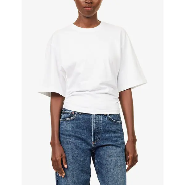 AGOLDE Shari Ruched Cotton-jersey T-shirt