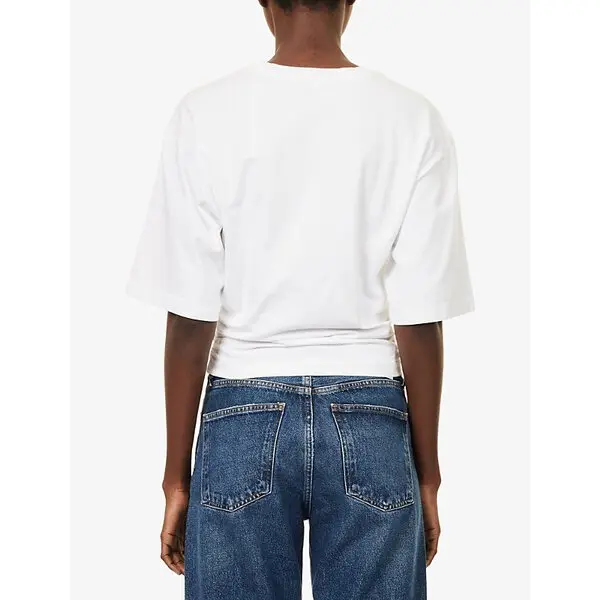 AGOLDE Shari Ruched Cotton-jersey T-shirt