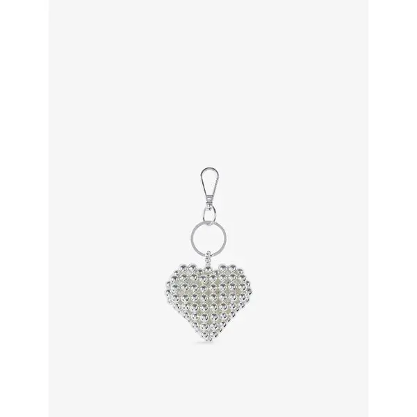 The Kooples Heart-shaped Metal Bag Charm - Silver