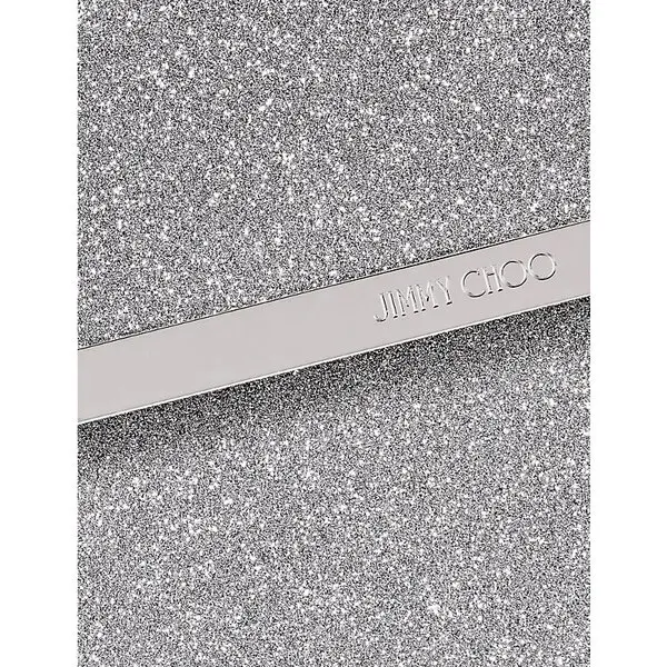 JIMMY CHOO Emmie Glittered Leather Mini Clutch - Silver