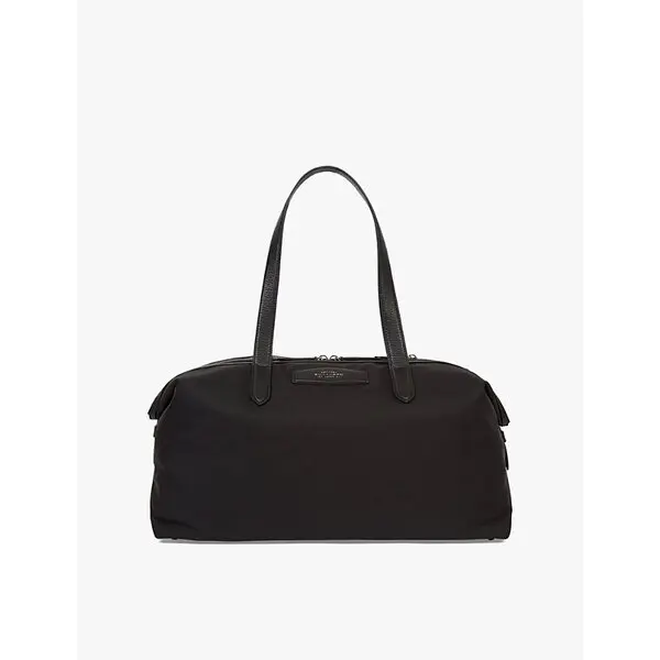 Smythson Norton Leather-trim Canvas Travel Bag - Black