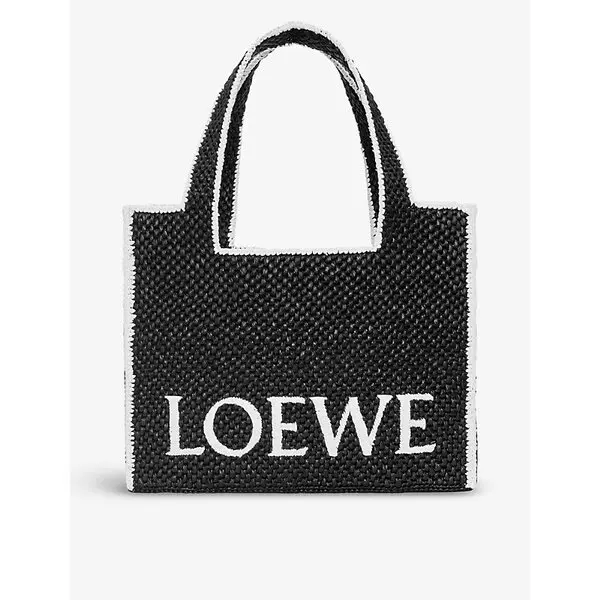 Loewe X Paula's Ibiza Large Raffia Tote Bag - Black