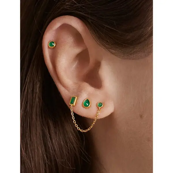 Monica Vinader Siren Mini Gem Onyx Stud Earrings - Green