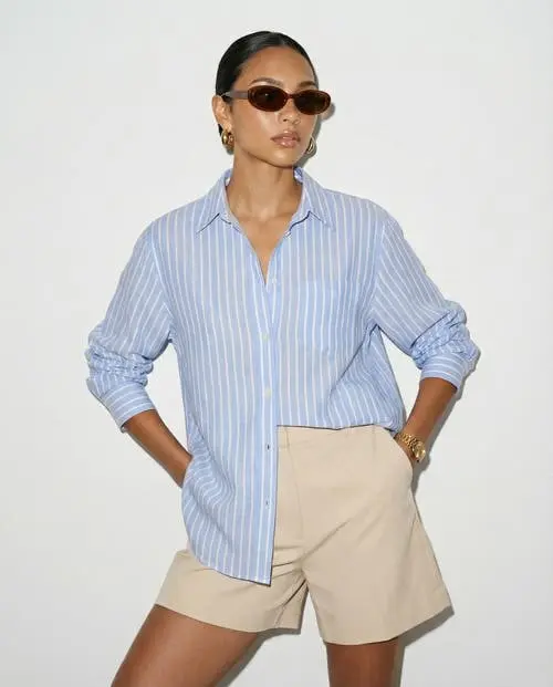 The Shirt By Rochelle Behrens Washed Linen Button-up Shirt