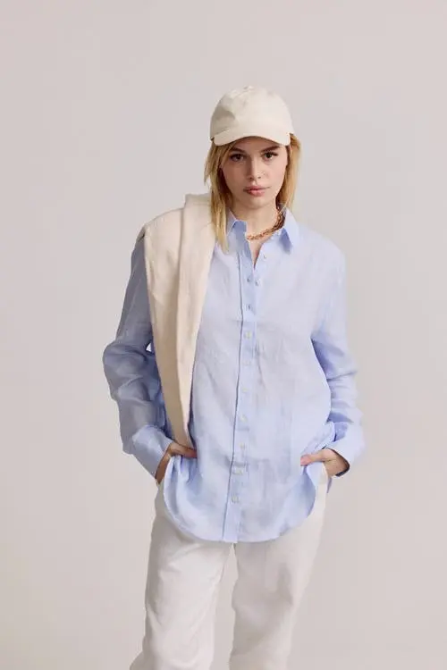 The Shirt By Rochelle Behrens Washed Linen Shirt With No Gape® Technology