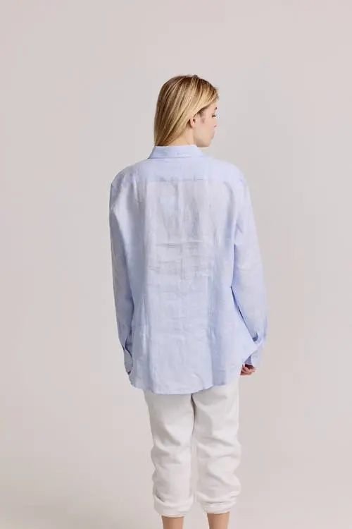 The Shirt By Rochelle Behrens Washed Linen Shirt With No Gape® Technology