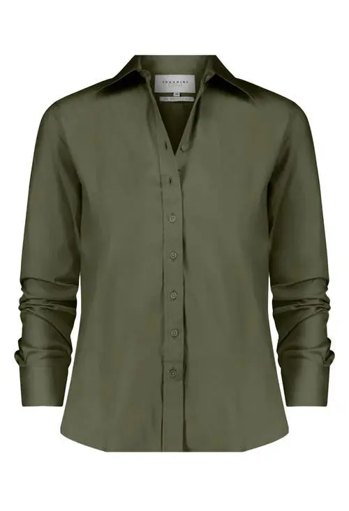 The Shirt By Rochelle Behrens The Boyfriend Shirt - Olive