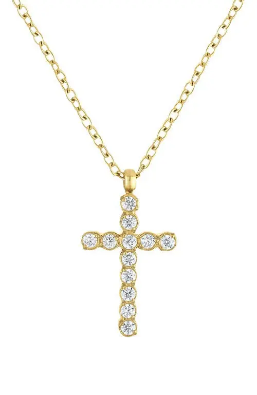 Ben Oni Dainty Bezel Cubic Zirconia Cross Necklace - Gold