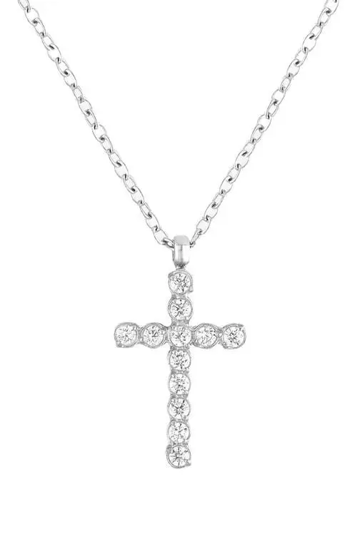Ben Oni Dainty Bezel Cubic Zirconia Cross Necklace - Silver