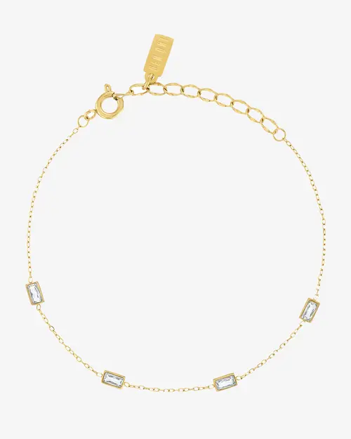 Ben Oni Baguette Cubic Zirconia Charm Bracelet - Gold