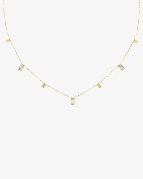 Ben Oni Baguette Cubic Zirconia Charm Necklace - Gold