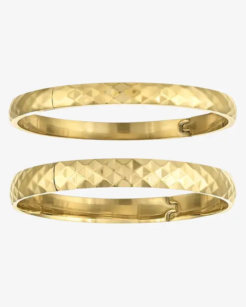 Ben Oni Diamond-cut Polished Bangle Set - Gold