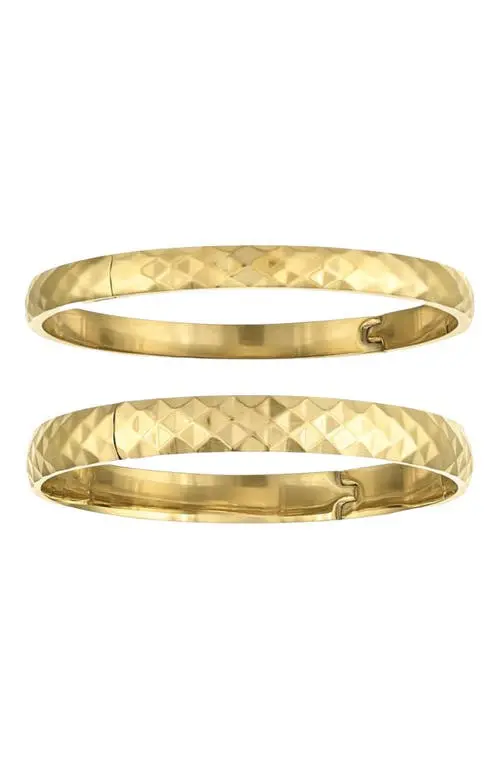 Ben Oni Diamond-cut Polished Bangle Set - Gold