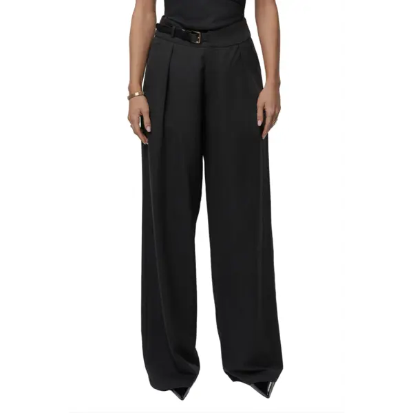 JLUXLABEL Belted Wide Leg Trousers - Black